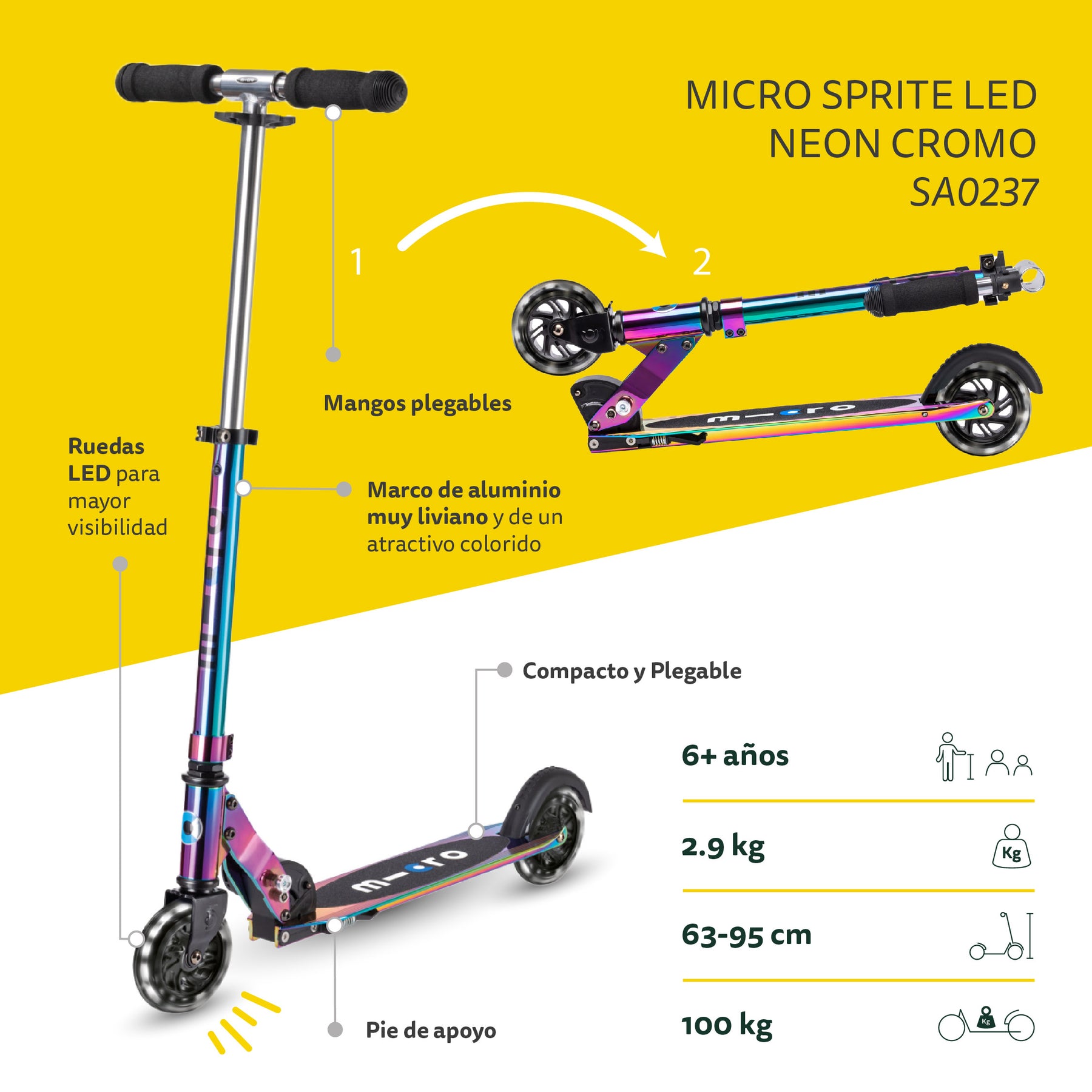 Micro Scooter Sprite LED Neochrome Multicolor