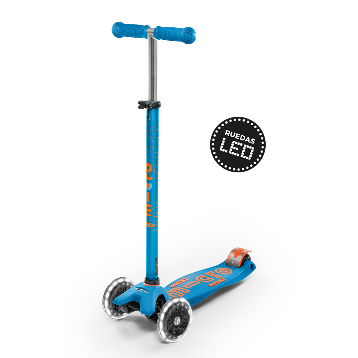 Micro Scooter niños Maxi Led 3 ruedas Celeste