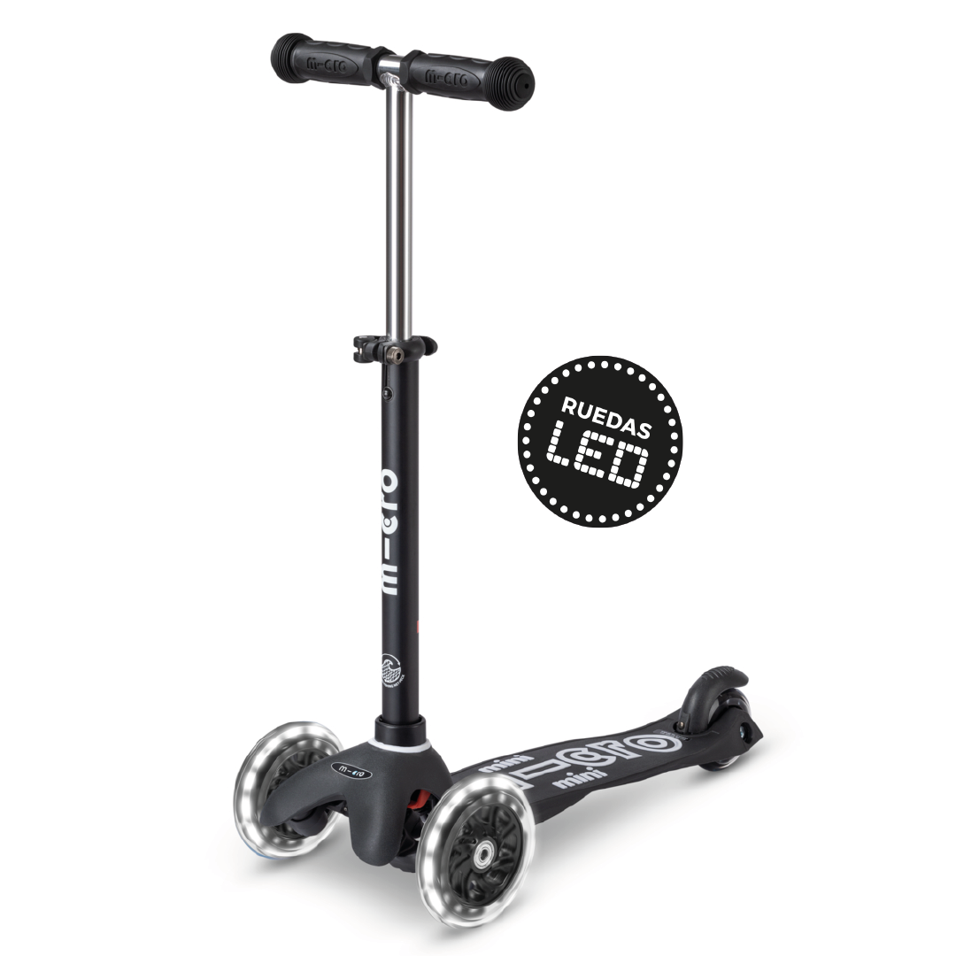Micro Scooter Mini Deluxe Led ECO Negro