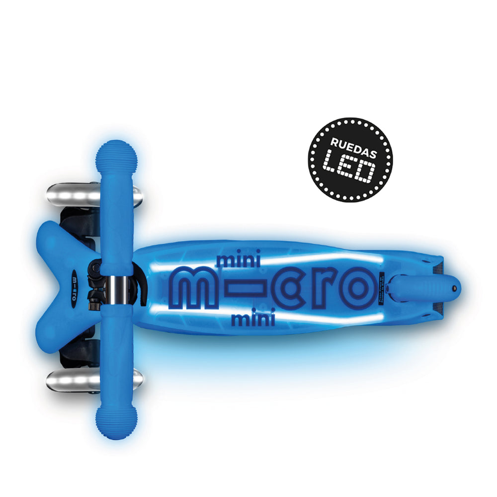 Micro Scooter niños Mini Led Brilla de Noche 3 ruedas Celeste