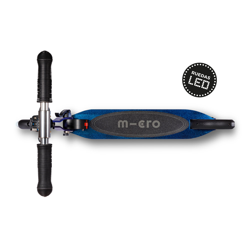 Micro Scooter niños Sprite Led Plegable 2 ruedas Azul Glitter