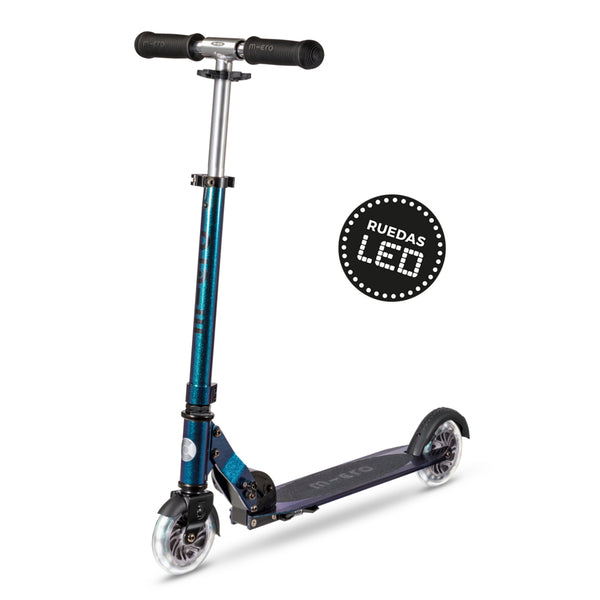 Micro Scooter niños Sprite Led Plegable 2 ruedas Verde Glitter