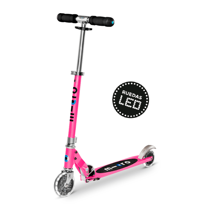 Micro Scooter niños Sprite Led Plegable 2 ruedas Rosado