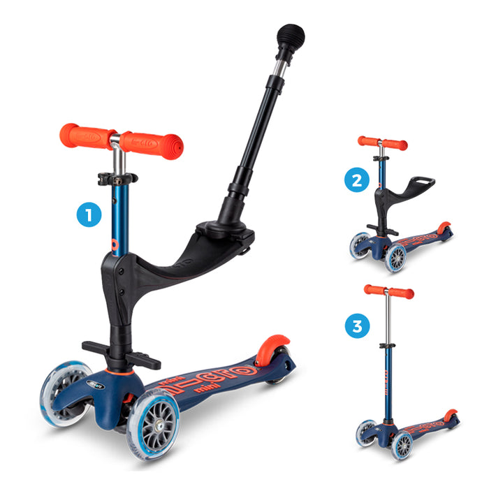 Micro Scooter niños Mini 3en1 3 ruedas Azul Rojo