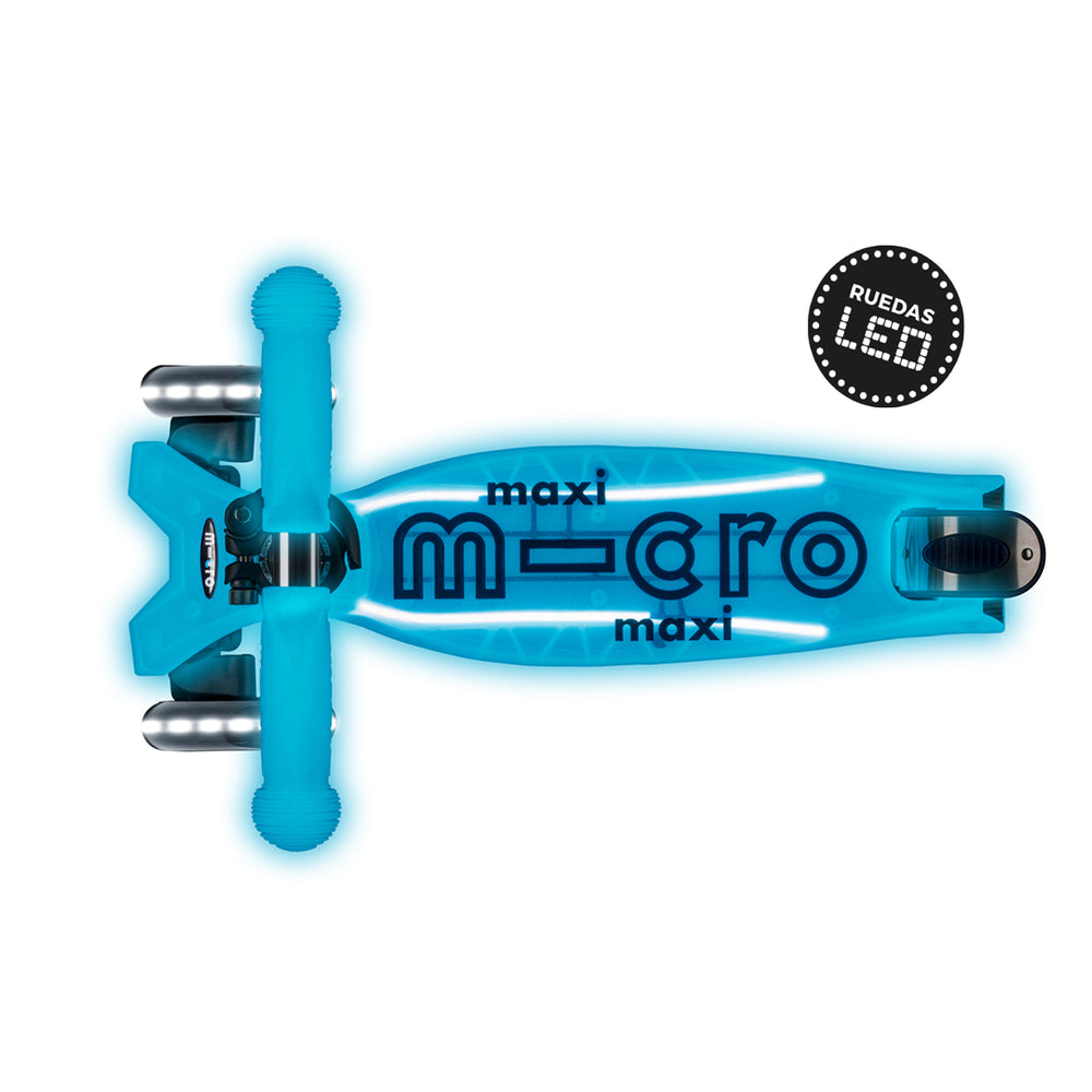 Micro Scooter niños Maxi Led Brilla de Noche 3 ruedas Celeste